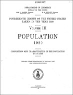1920 Census: Volume 1. Population, Number and Distribution