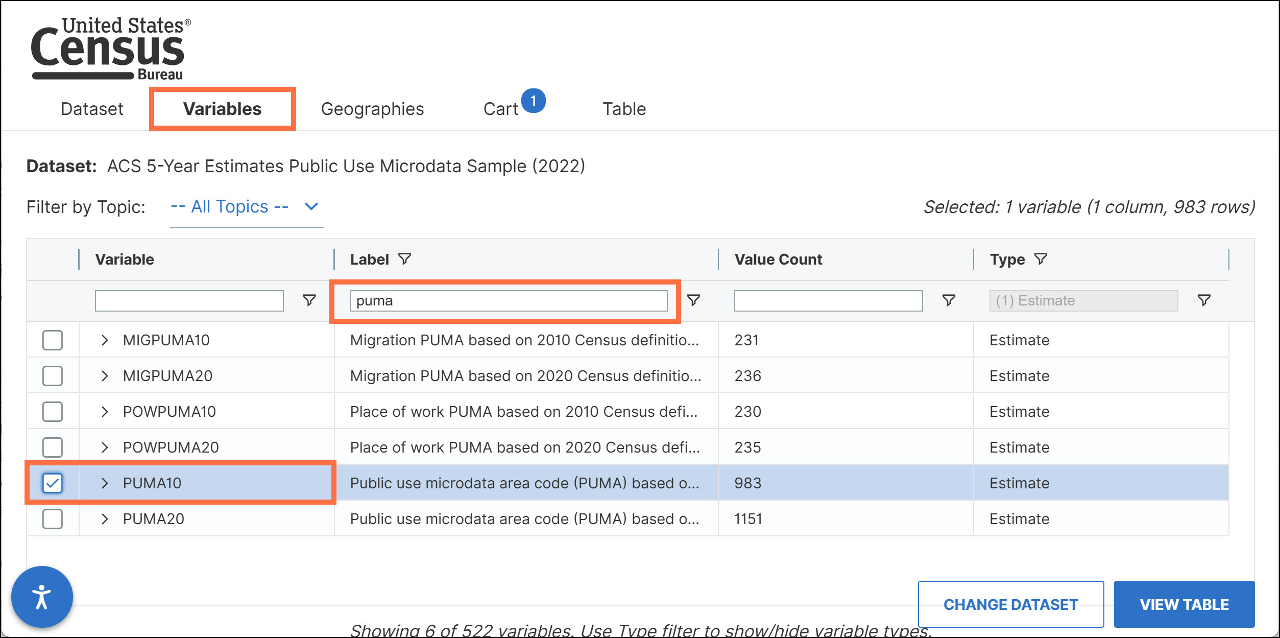 How Do I Select PUMAs on MDAT for ACS 5-Year Estimates with Dual ...