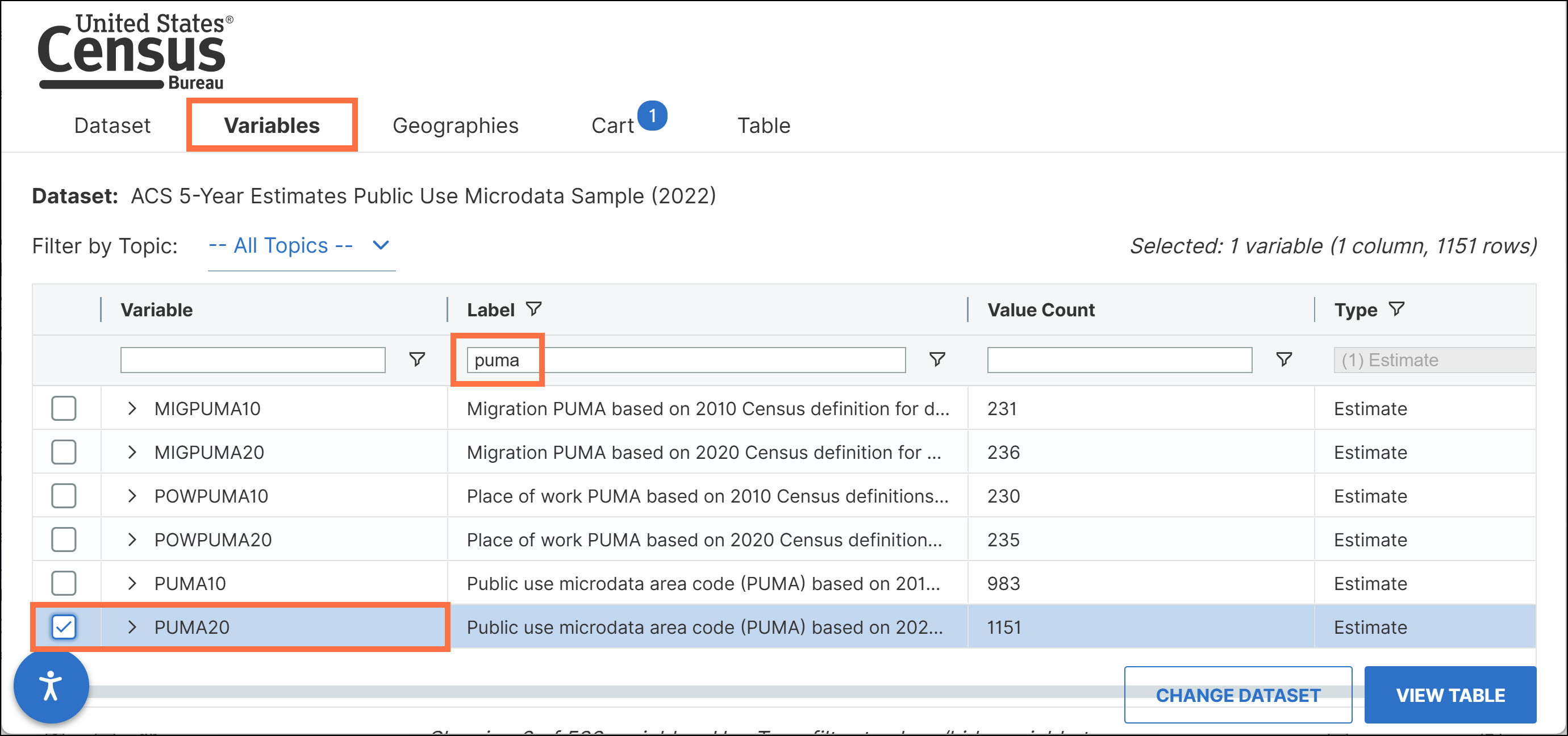 How Do I Select PUMAs on MDAT for ACS 5-Year Estimates with Dual ...