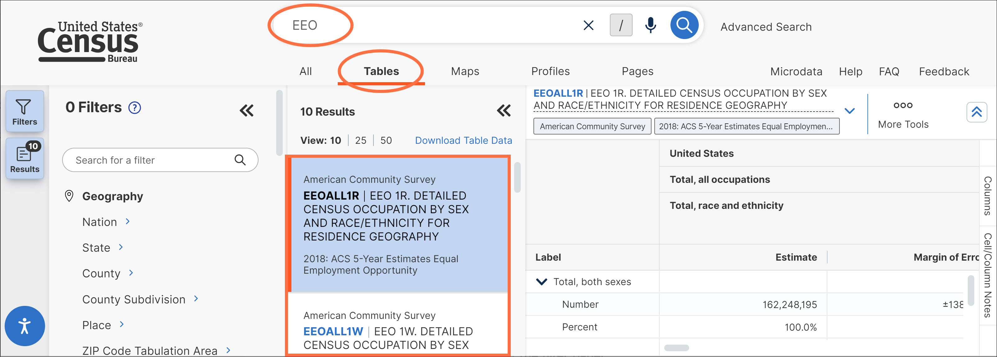 How can I access Equal Employment Opportunity (EEO) Tabulation data?