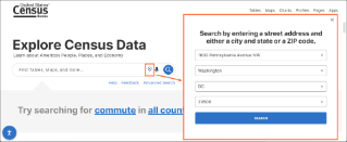 How do I search by address using data.census.gov?