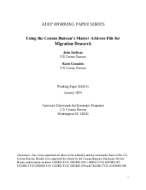 Using the Census Bureau’s Master Address File for Migration Research